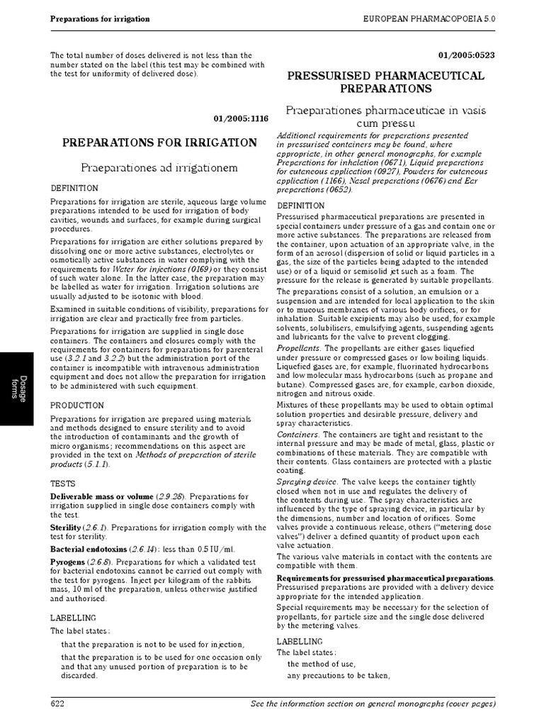 Preparations for Irrigation: Requirements and Testing Procedures for ...