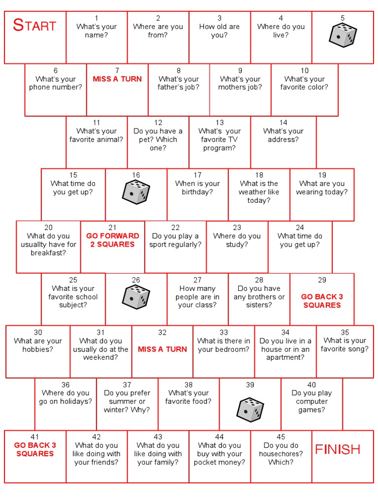 Board Game Personal Information | PDF
