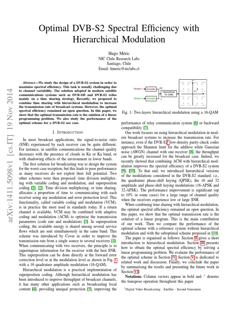 Optimal DVB-S2 Spectral Efficiency With Hierarchical Modulation | PDF | Modulation ...
