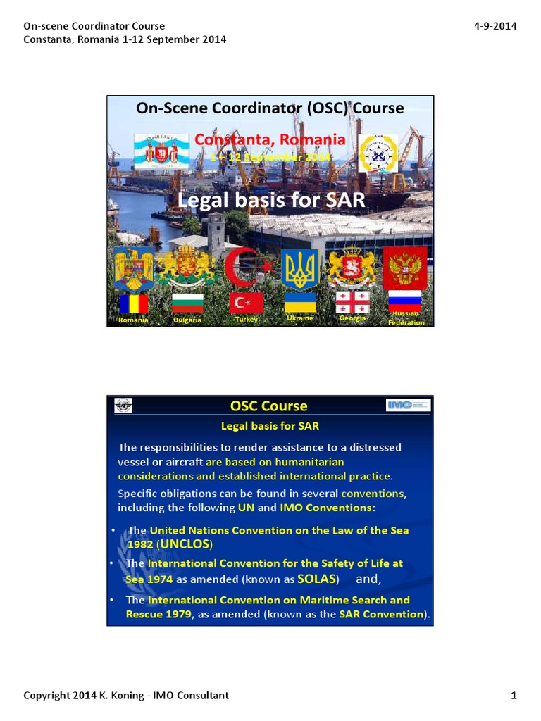 01 IMO OSC Model Course - Legal Basis For SAR | PDF | Search And Rescue ...