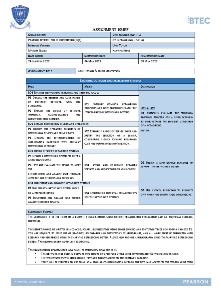 Networking Assignment Brief | PDF | Computer Network | Specification (Technical Standard)