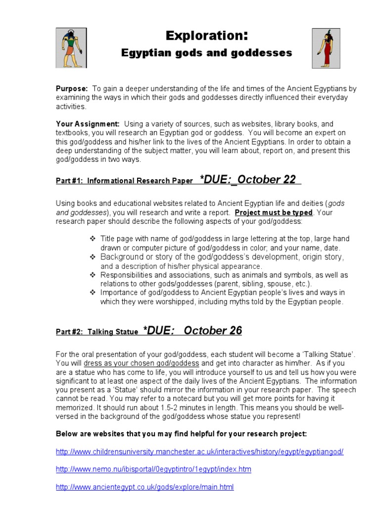 Gods and Goddesses Project 2020 | PDF | God | Ancient Egypt