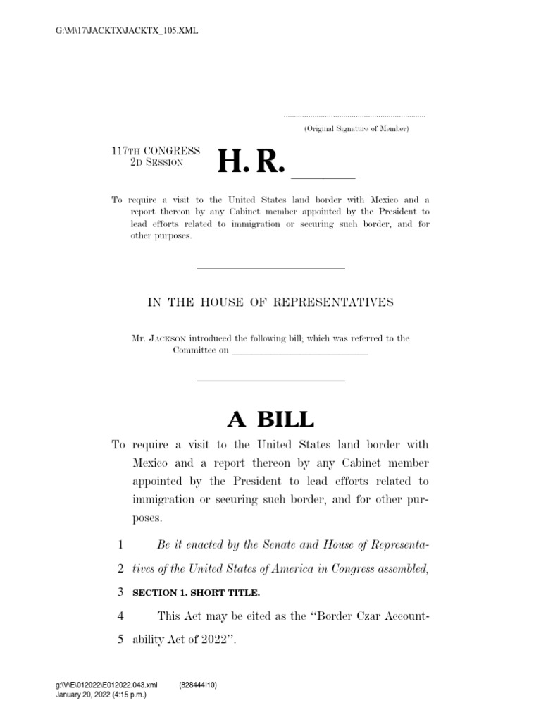 02 2 22 Border Czar Accountability Act of 2022 | PDF | U.S. Customs And ...