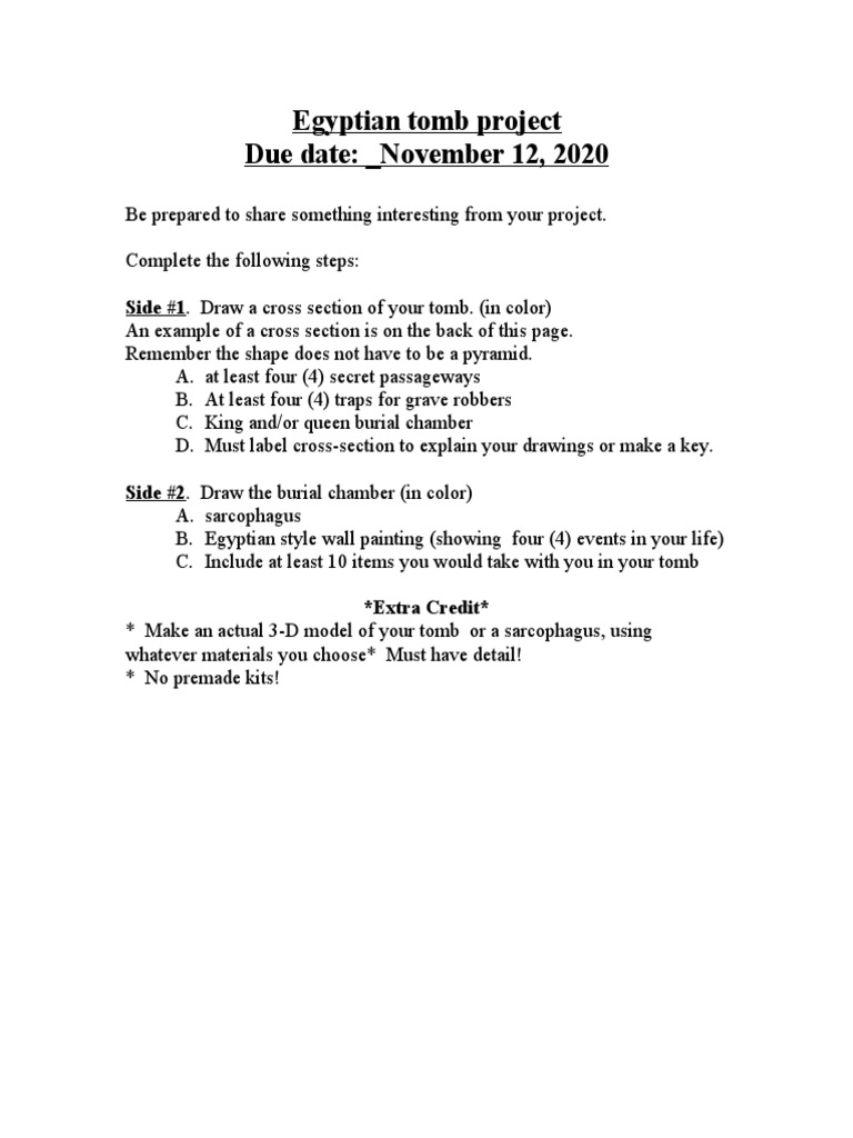 Designing an Extravagant Egyptian Tomb Fit for Royalty: A Cross-Section ...