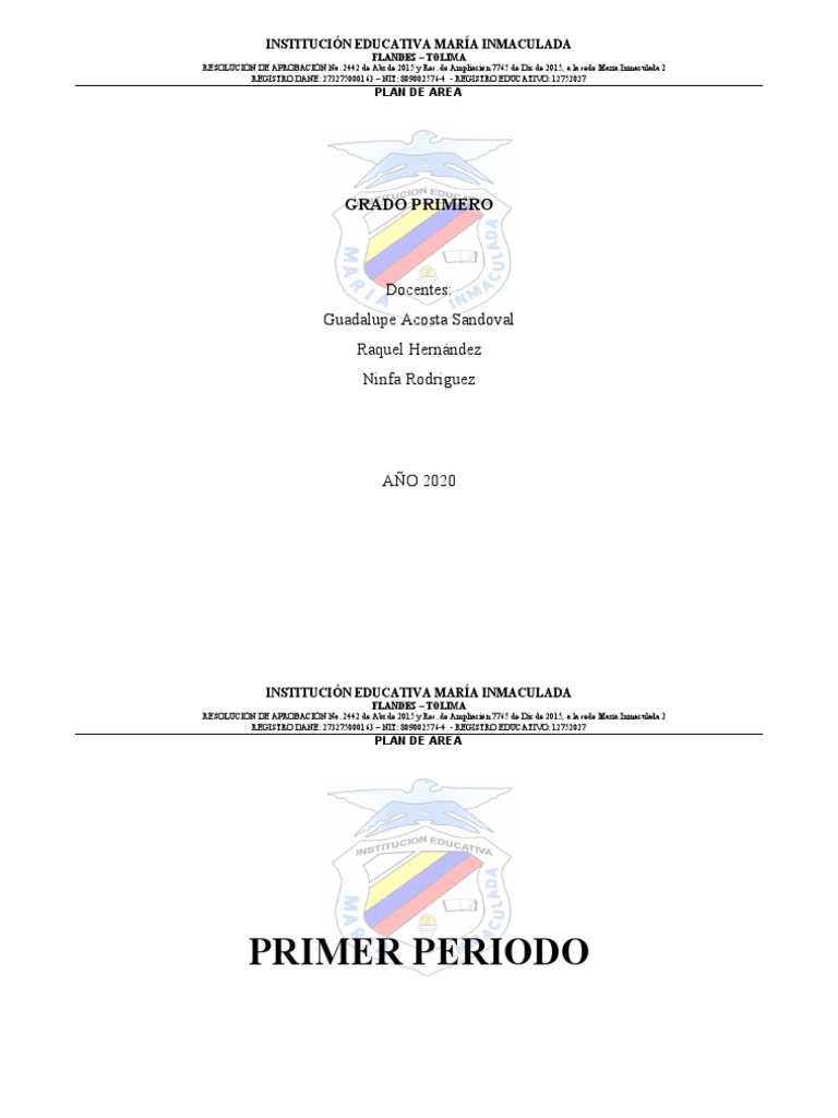 Plan De Area Primero Completo 20201 Pdf Comunicación Geometría