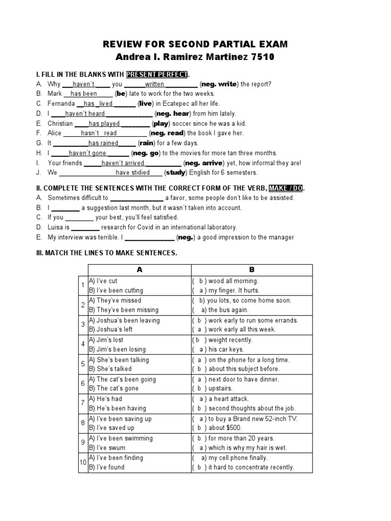 Review For Second Partial Exam Andrea I. Ramirez Martinez 7510 | PDF | Linguistics