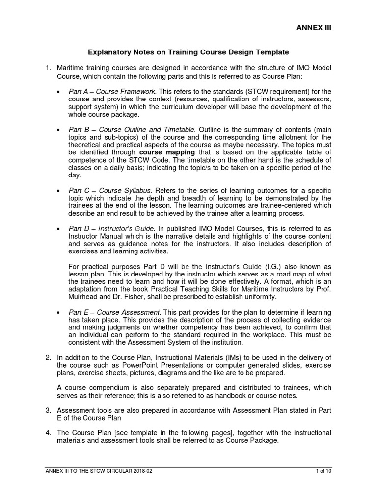 Annex Iii: Course Design Template | PDF | Educational Assessment | Test ...