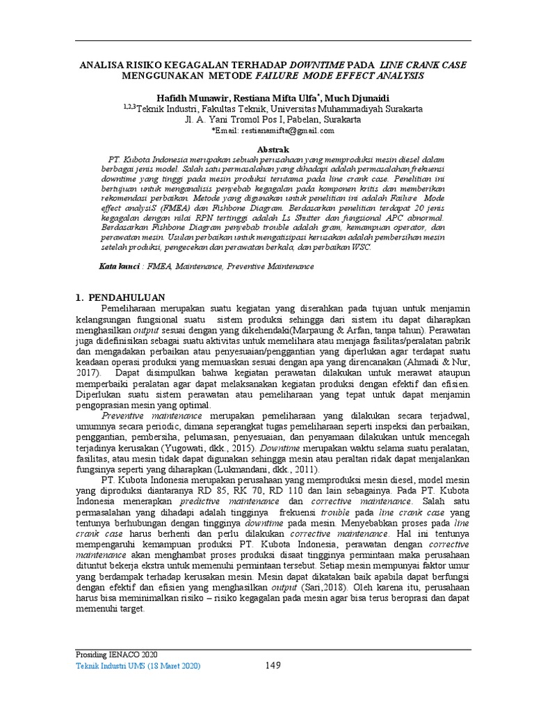 Prosiding IENACO 2020: Teknik Industri UMS (18 Maret 2020) | PDF