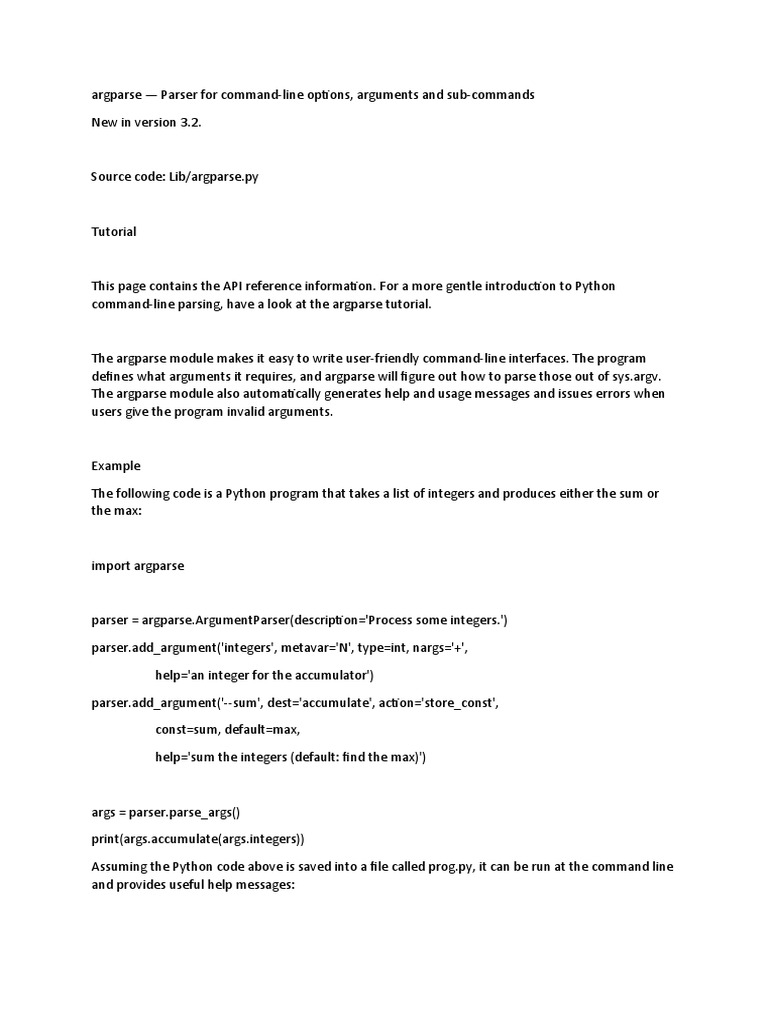 Modules Part 5 - Argparse | Download Free PDF | Parameter (Computer ...