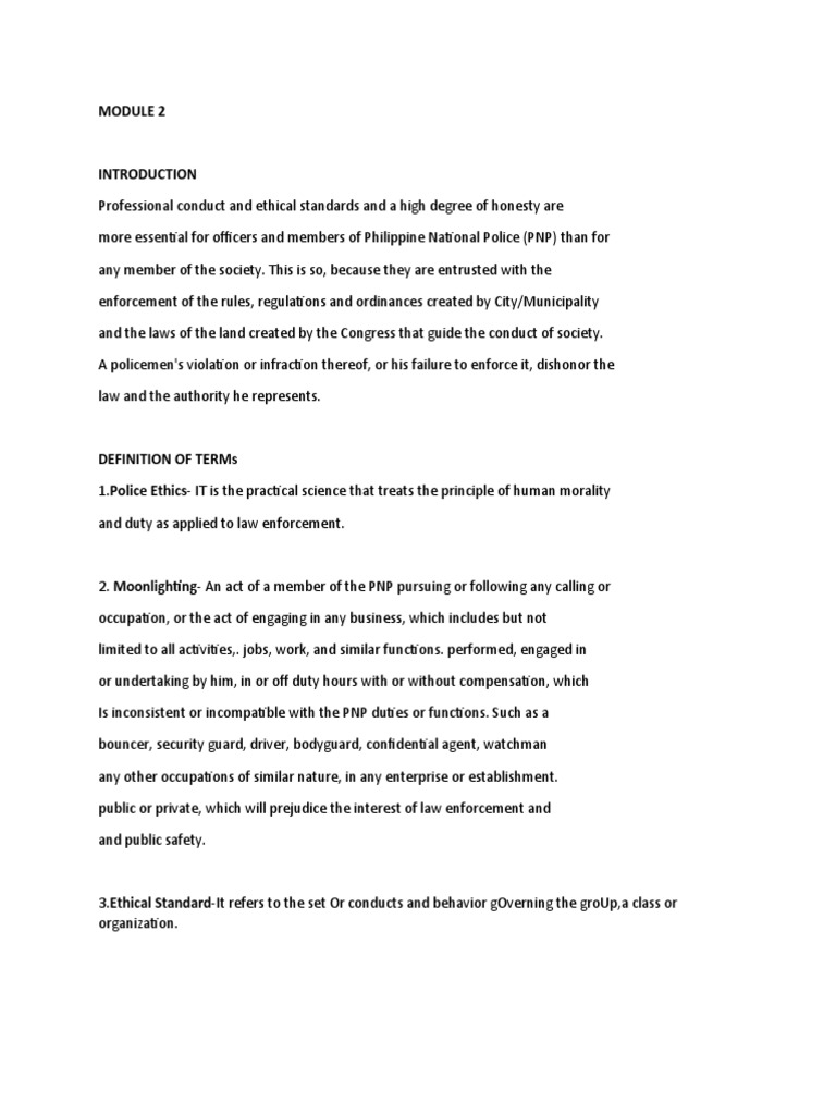 Professional Conduct and Ethics in Law Enforcement: An Overview of the ...