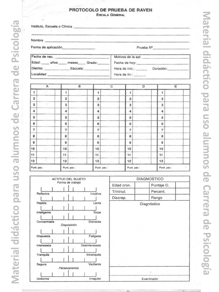 Protocolo Raven Escala General | PDF
