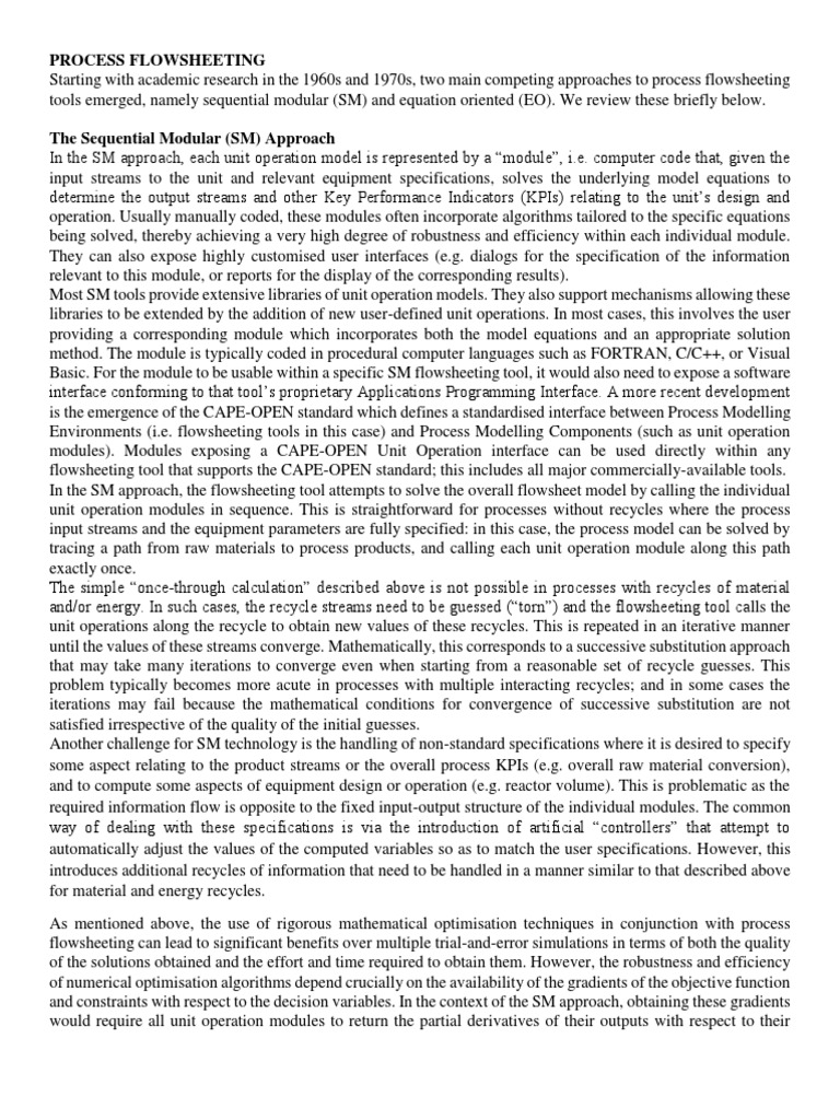 Process Flowsheeting | PDF | Mathematical Optimization | Equations