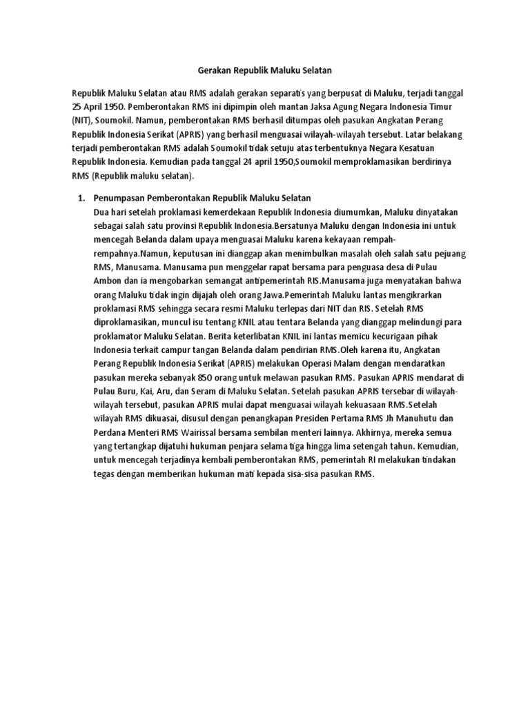 Gerakan Republik Maluku Selatan | PDF