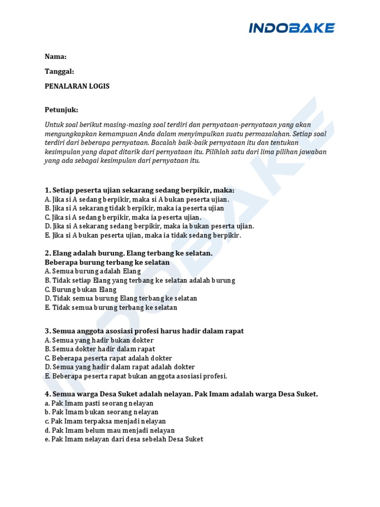 Soal Tes Penalaran Logis dan Analitis | PDF