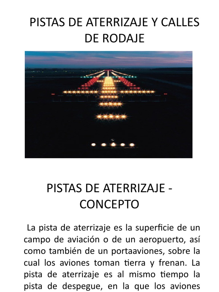 Trabajo Pista de Aterrizaje y Calles de Rodaje | PDF | Pista | Aviación