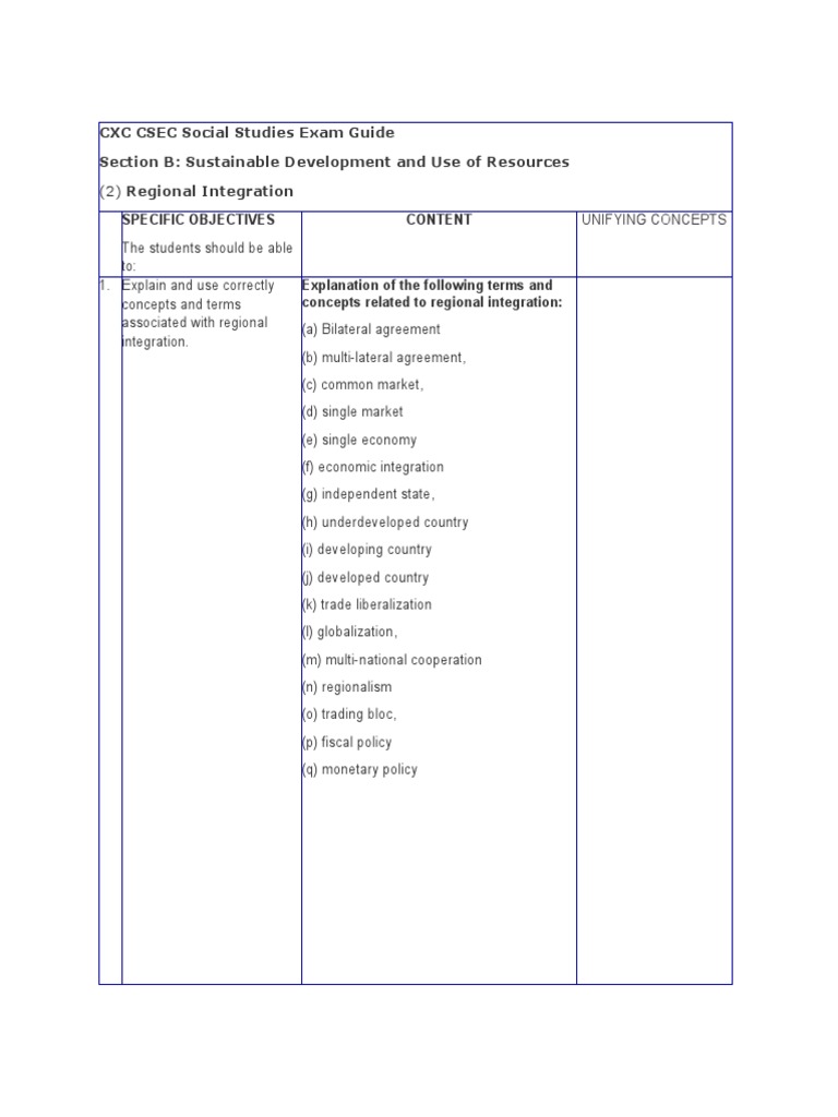 CXC CSEC Social Studies Exam Guide | PDF | Economies | World Economy
