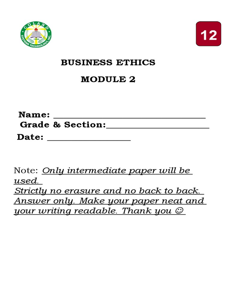 SHS BUSINESS ETHICS MODULE 2 | PDF | Corporations | Accountability