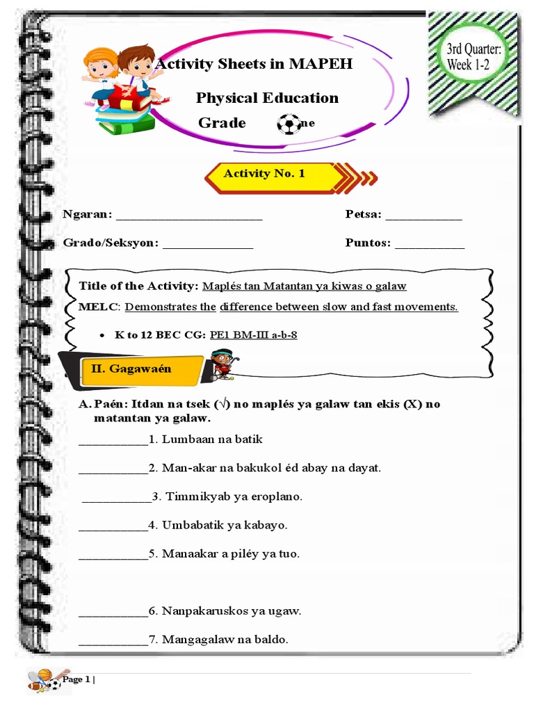MAPEH PE Activity Sheets: Movement Types | PDF | Maple