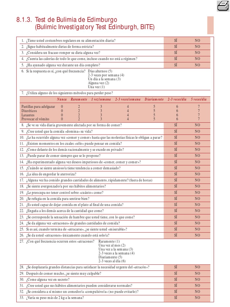 Test de Bulimia de Edinburgo | PDF | Bulimia nerviosa | Alimentos