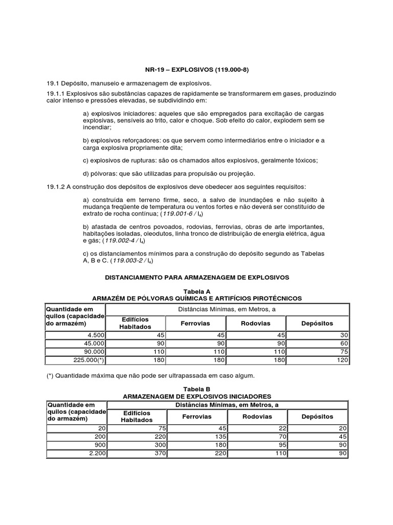 NR 19 Explosivos | PDF | Calor | Natureza