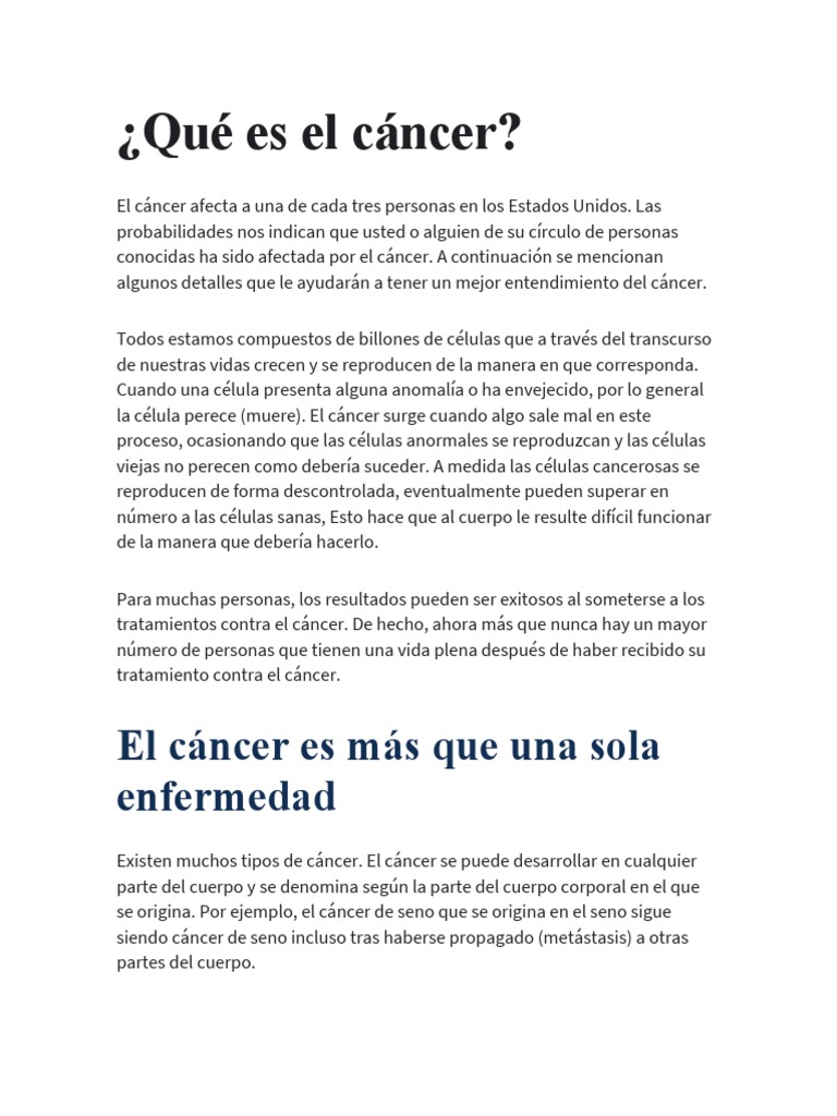Qué Es El Cáncer | PDF | Cáncer | Neoplasias
