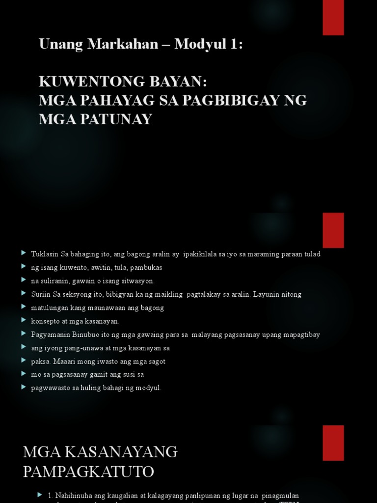 Grade 7 Unang Markahan - Modyul 1 | PDF