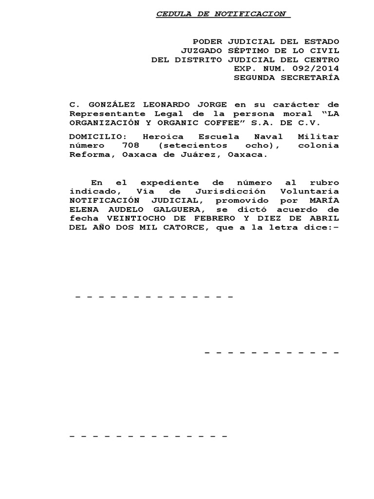 Cedula de Notificacion Emplazamientos | PDF | Gobierno