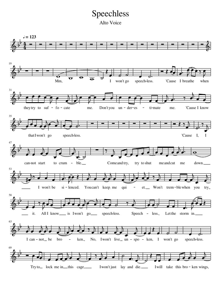 Alto Voice Speechless Lyrics | PDF