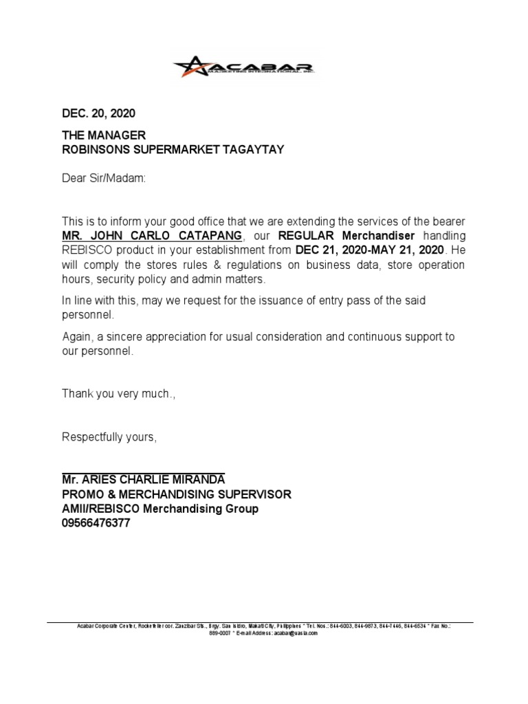 Extension Letter | PDF