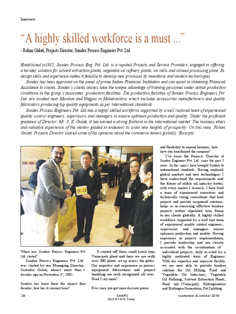 "A Highly Skilled Workforce Is A Must ... ": - Rohan Gulati, Projects ...