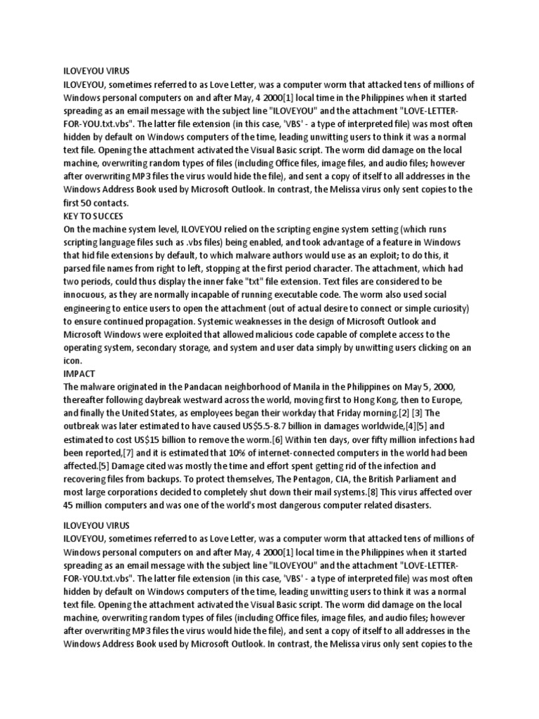 Iloveyou Virus | PDF | Cyberspace | Information Technology