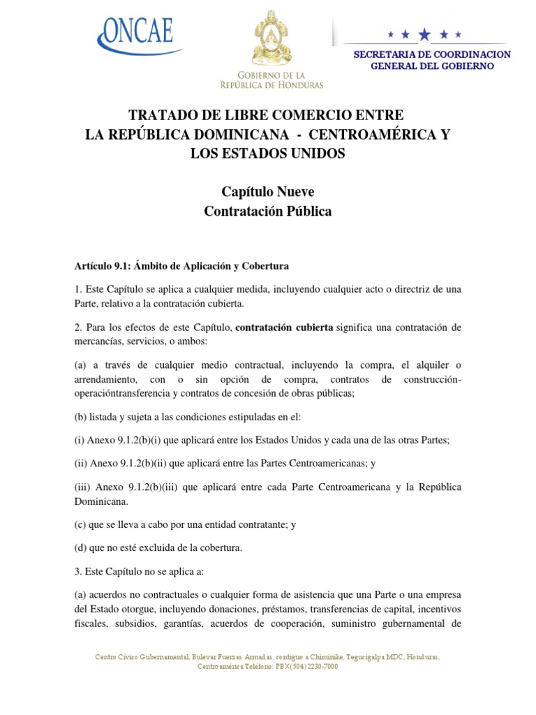 Tratado de Libre Comercio CAFTA RD Capitulo 9 | PDF | Honduras | Propiedad intelectual