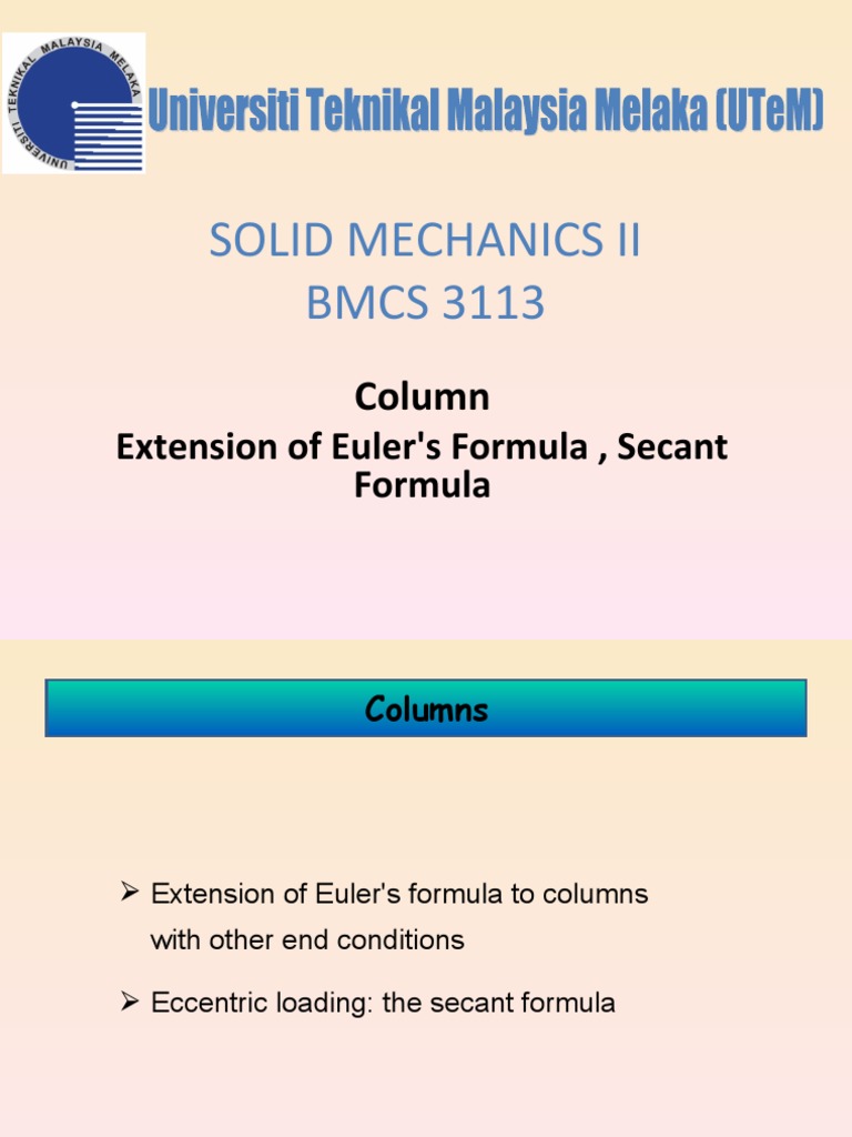 Eccentric Load and Secant Formula in Columns | PDF | Buckling | Column