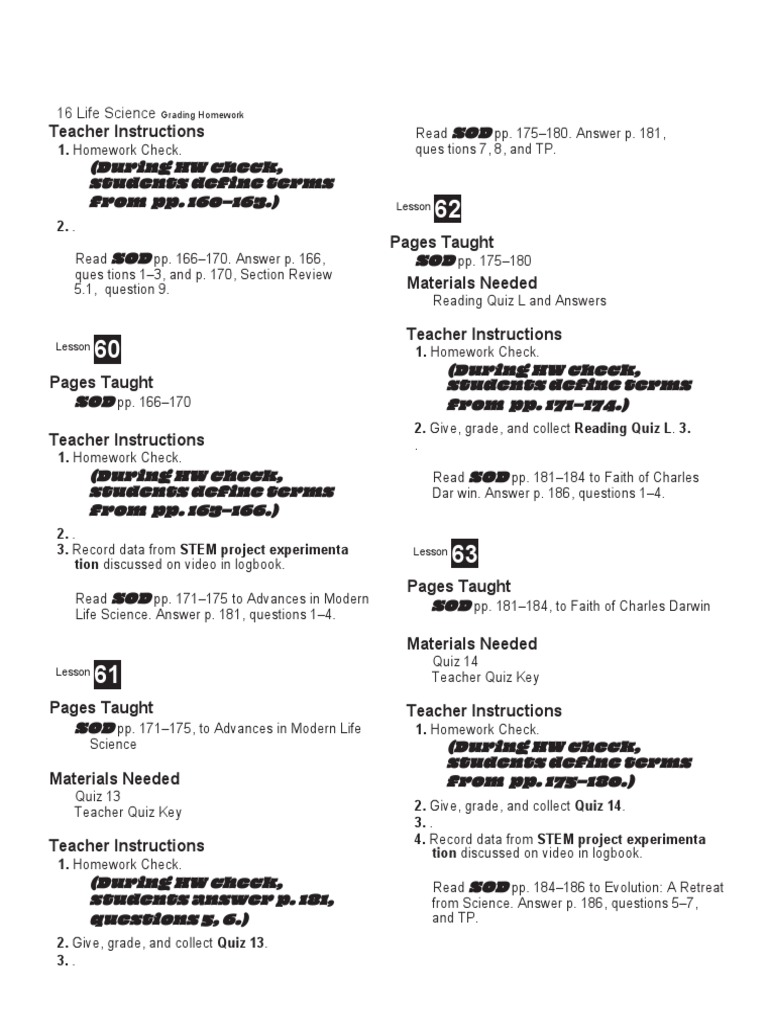 7th Science Lesson Plans | PDF | Test (Assessment) | Homework