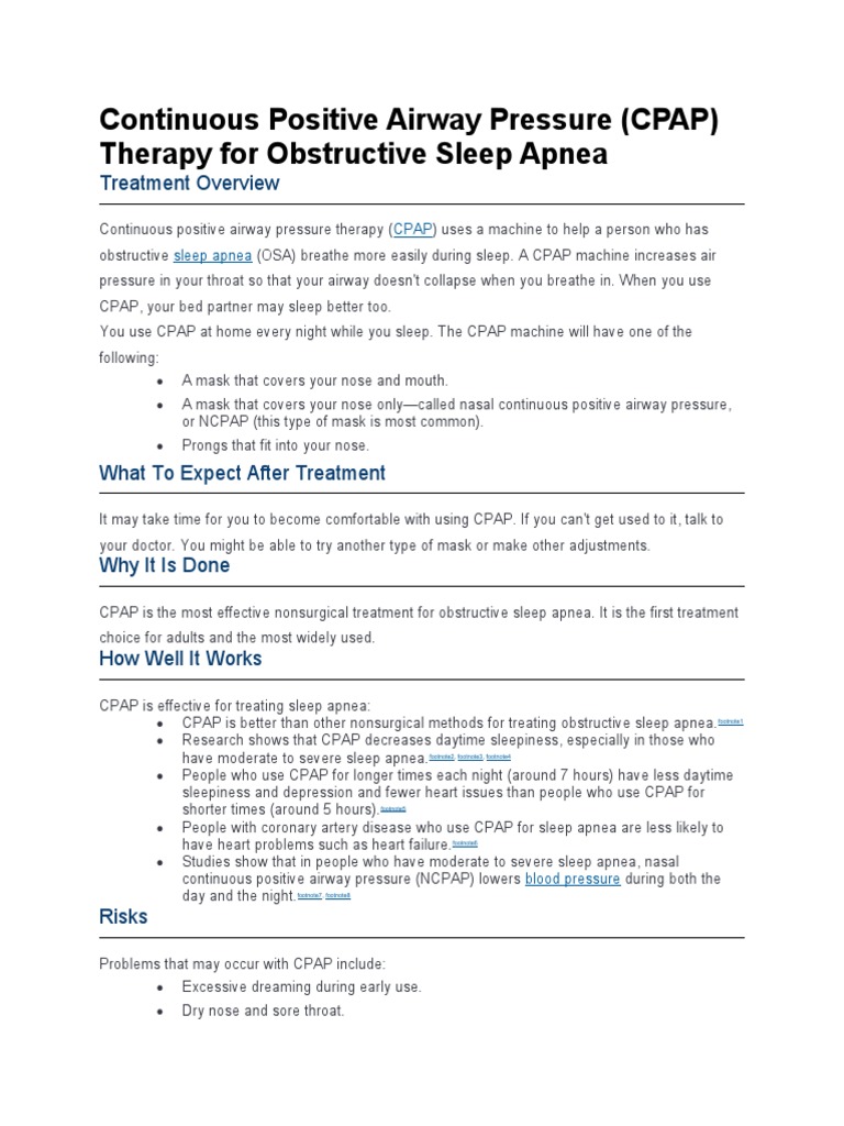 Continuous Positive Airway Pressure | PDF | Sleep Apnea | Respiratory ...