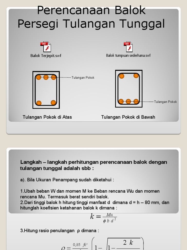 Balok Tulangan Tunggal-1 | PDF