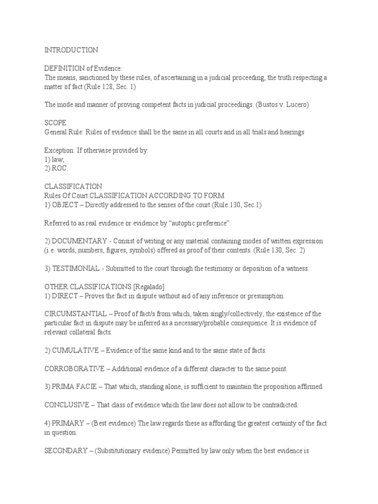 Lecture Evidence | PDF | Evidence (Law) | Evidence