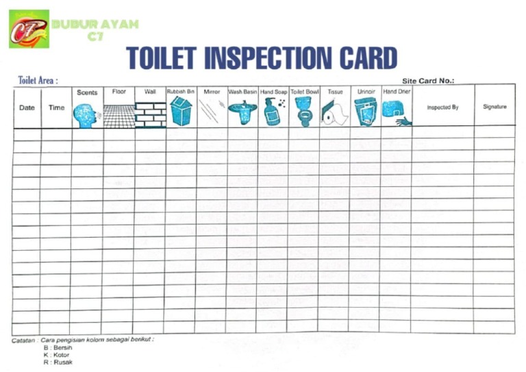 Form Toilet Inspection Card | PDF