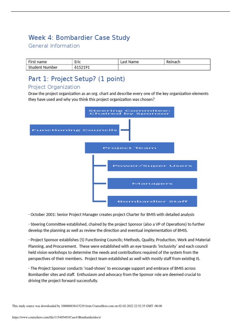 Week 4: Bombardier Case Study: General Information | PDF | Enterprise ...