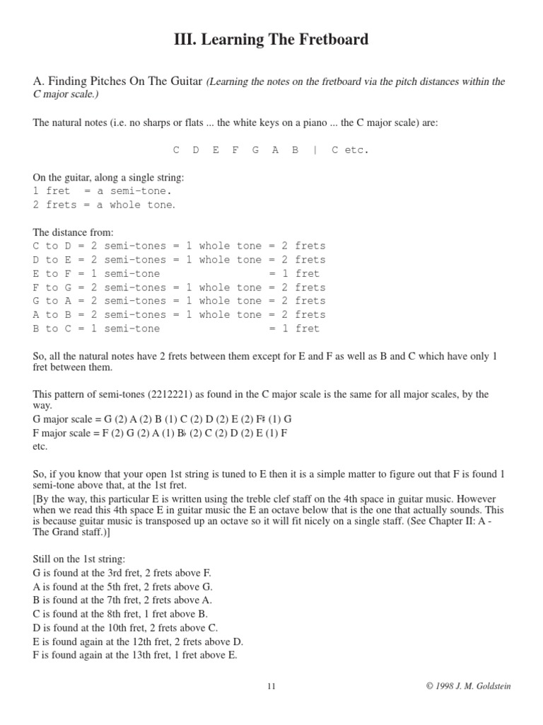 Jazz Guitar Method - Chapter 03 - Learning The Fretboard | PDF ...