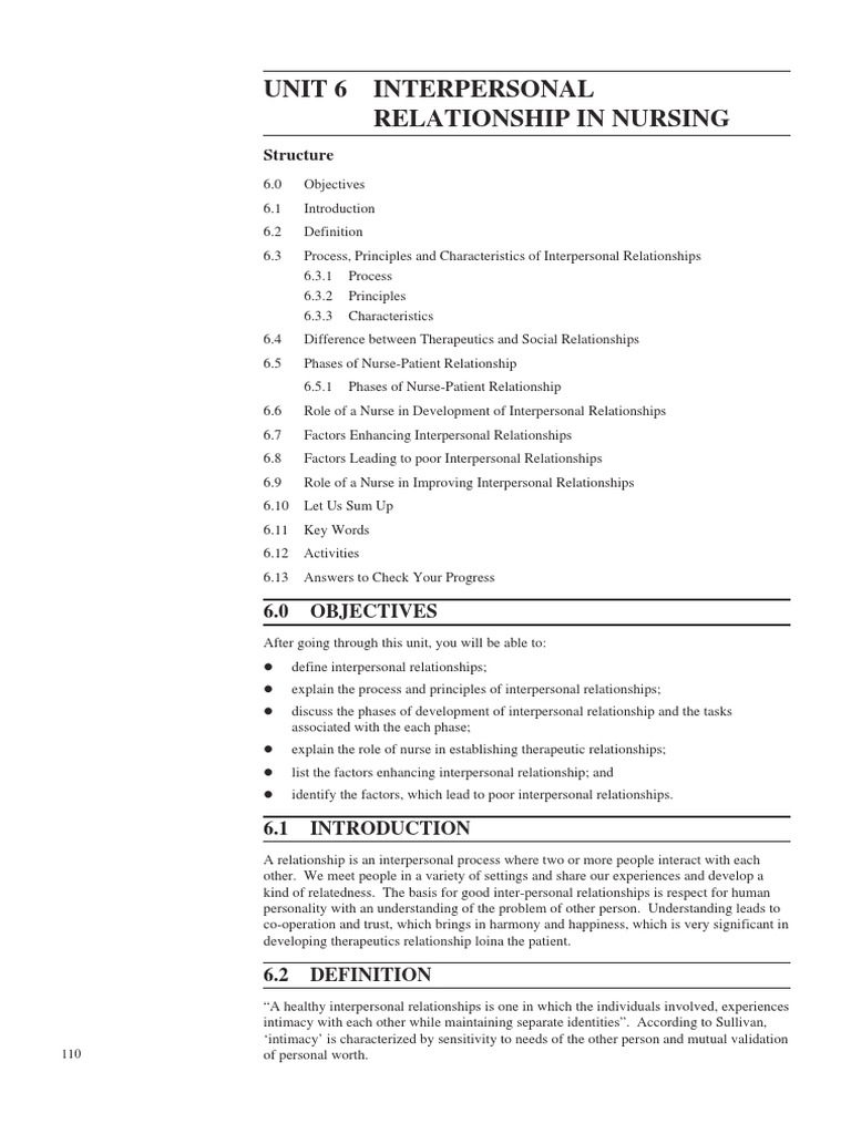 Unit 6 Interpersonal Relationship in Nursing: Structure | PDF | Empathy ...