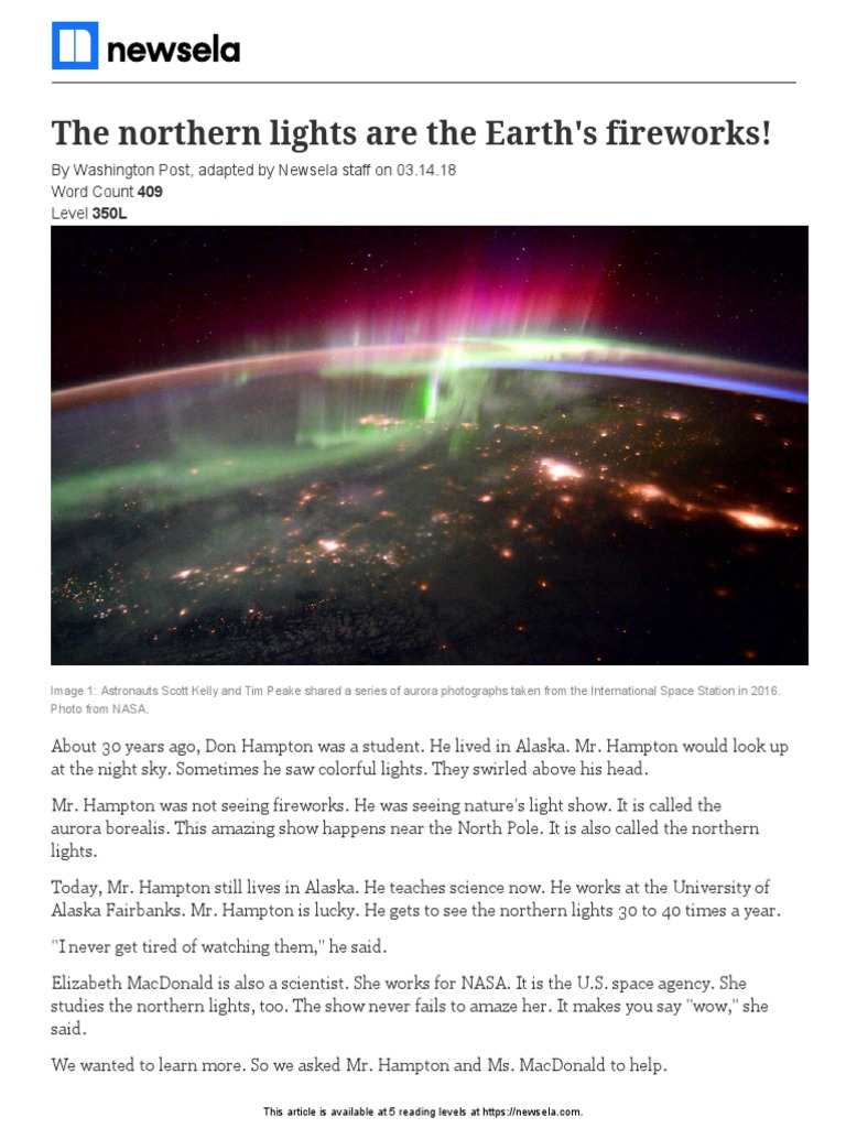 Elem Northern Lights 40891 Article Quiz and Answers | PDF | Aurora