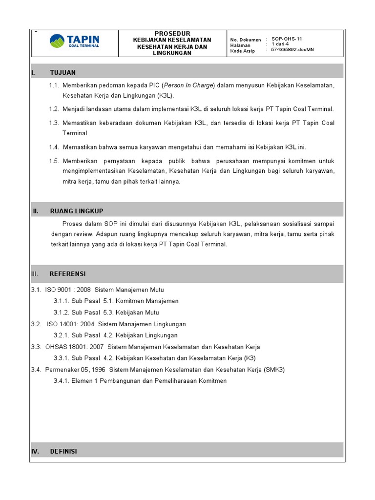 Ale-She-Sop-006 Kebijakan K3L | PDF | Bisnis | Komputer