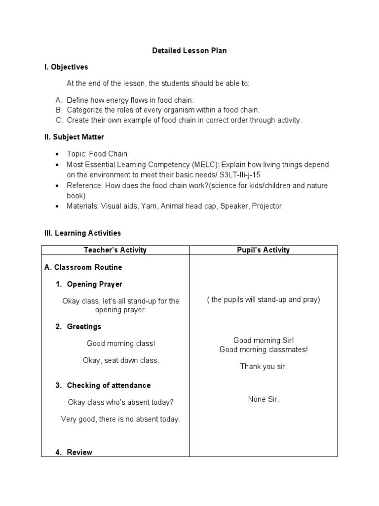 Detailed Lesson Plan | PDF | Herbivore | Environmental Science
