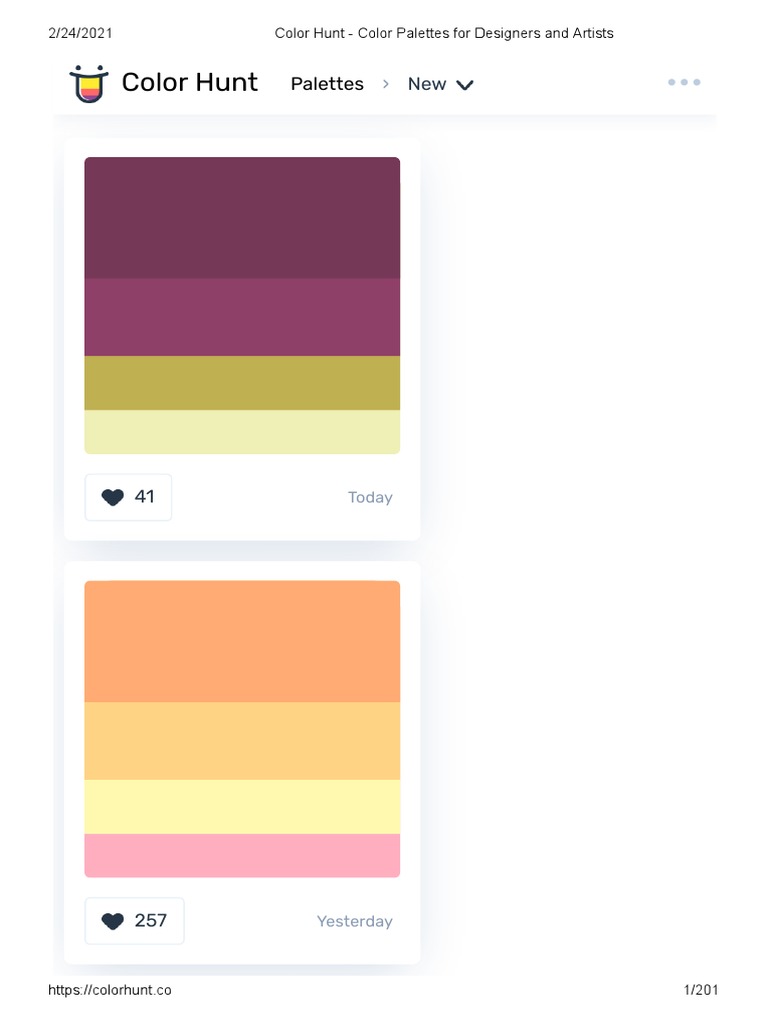 Color Hunt - Color Palettes For Designers and Artists | PDF