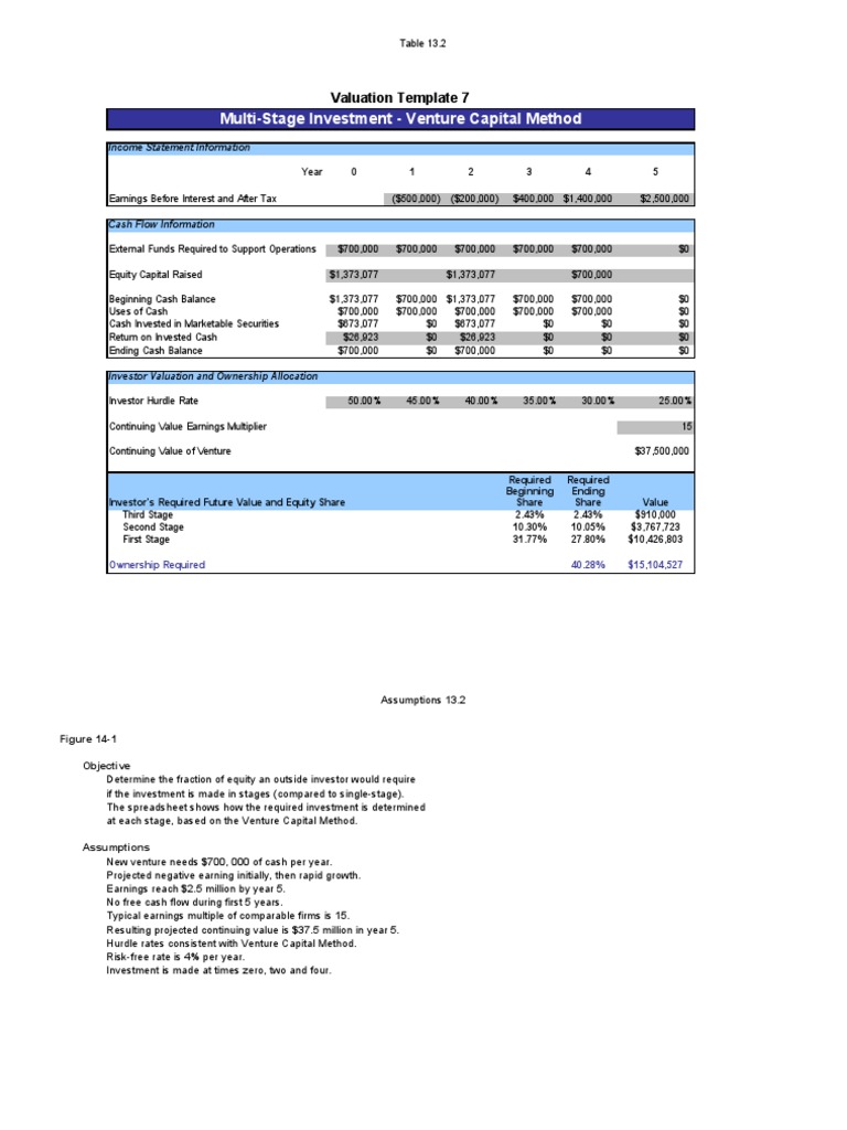 Table 13.2 Valuation Template 8 | PDF | Valuation (Finance) | Investing