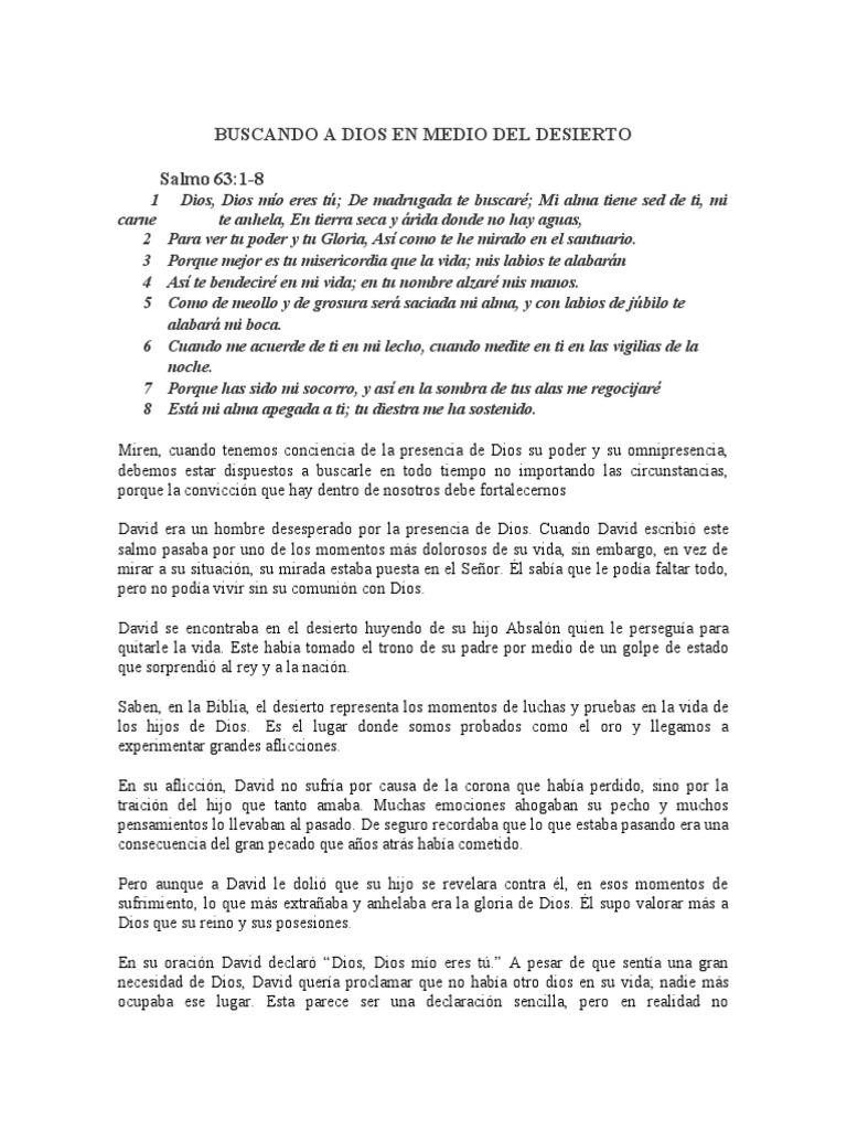 Buscando A Dios en Medio Del Desierto | PDF | Dios | David