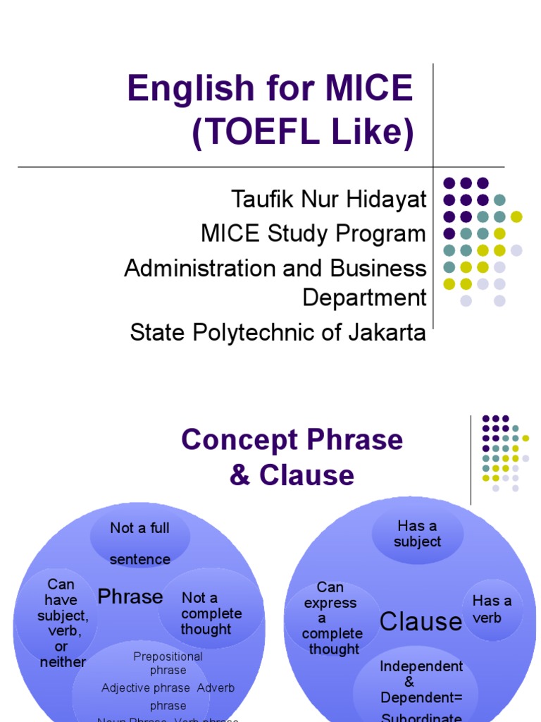 English For Mice-Phrase Clause | PDF | Grammatical Tense | Verb