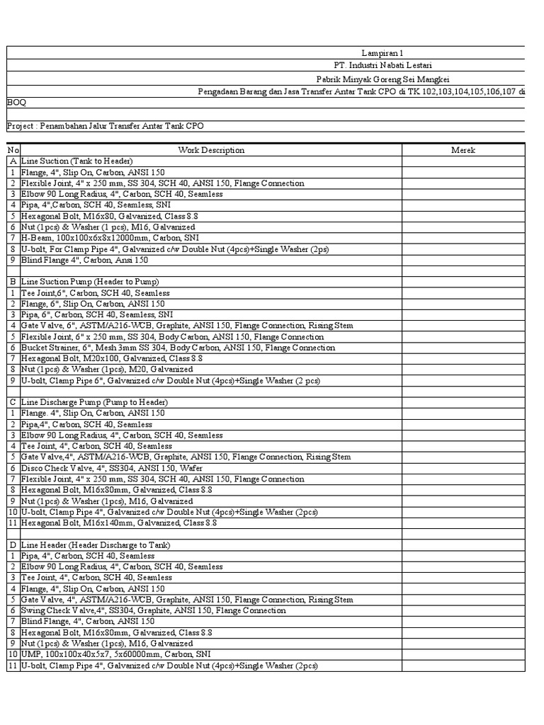 TOR-Jalur Transfer Antar Tank CPO Tank Farm Rev.06 | PDF | Pipe (Fluid ...