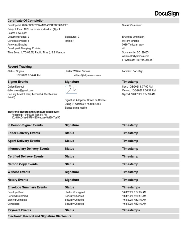 Electronic Record and Signature Disclosure | PDF | Signature ...